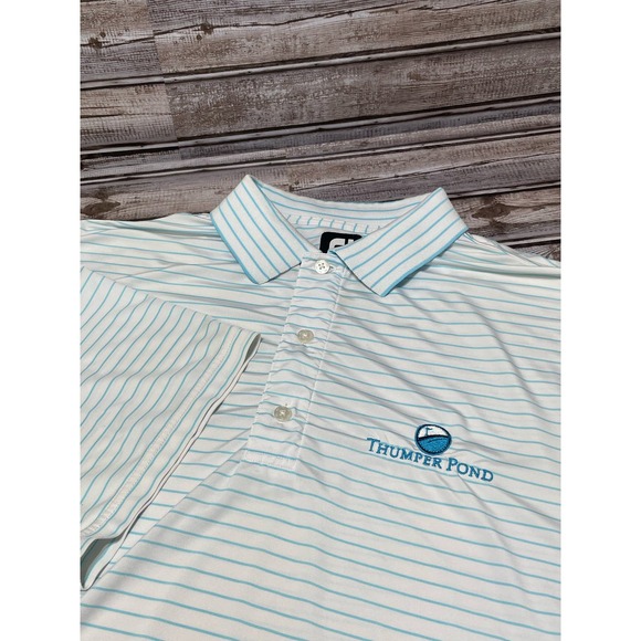 FootJoy | Shirts | Footjoy Mens Golf Polo White And Blue Thumper Pond ...
